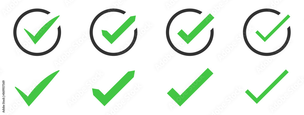 check mark icon button set. check box icon with right or correct buttons and yes checkmark icons ...