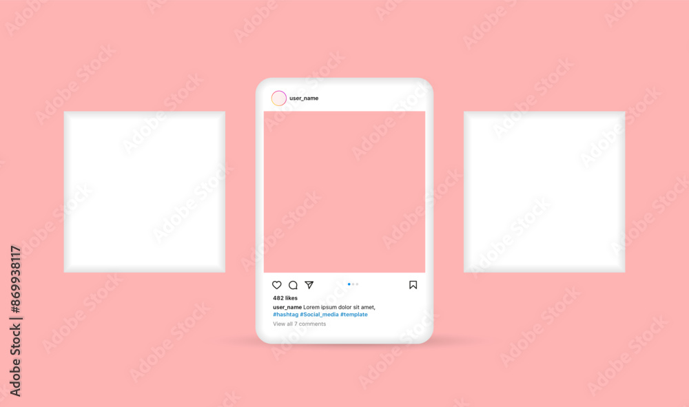 instagram post mockup vector. social media instagram carousel post ...