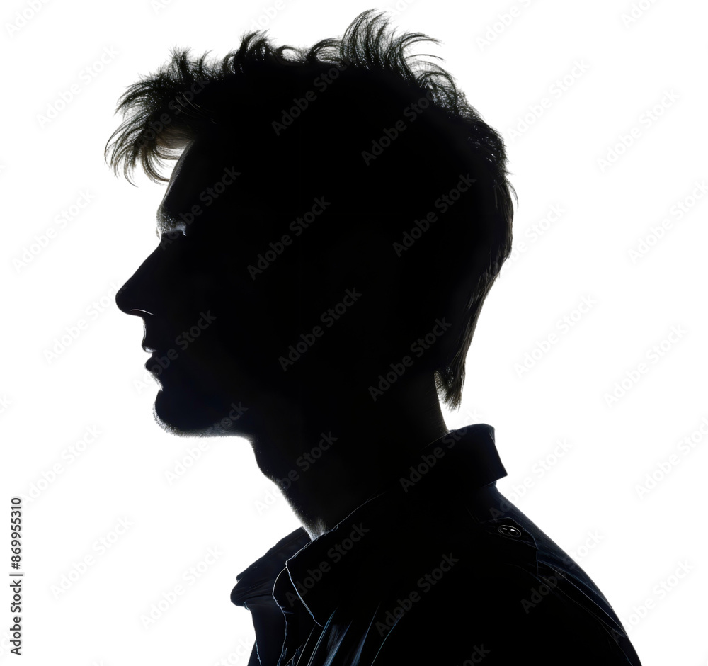Stock-Foto „Side view profile portrait silhouette shadow of mysterious ...