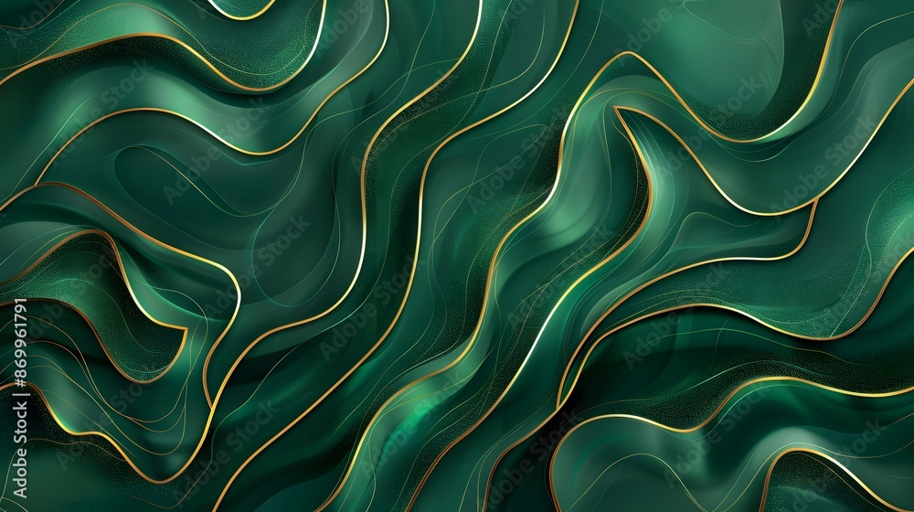 Luxury golden emerald wallpaper. Abstract gold line arts texture with ...