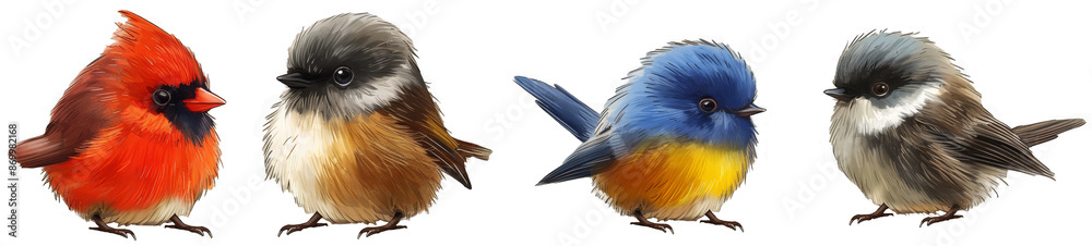 Watercolor Cute Chubby Songbirds Clipart Set - Adorable Bird PNG ...