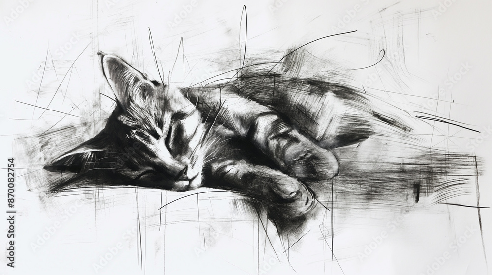 Gestural Life Drawing of a Determined Cat Stock Illustration | Adobe Stock