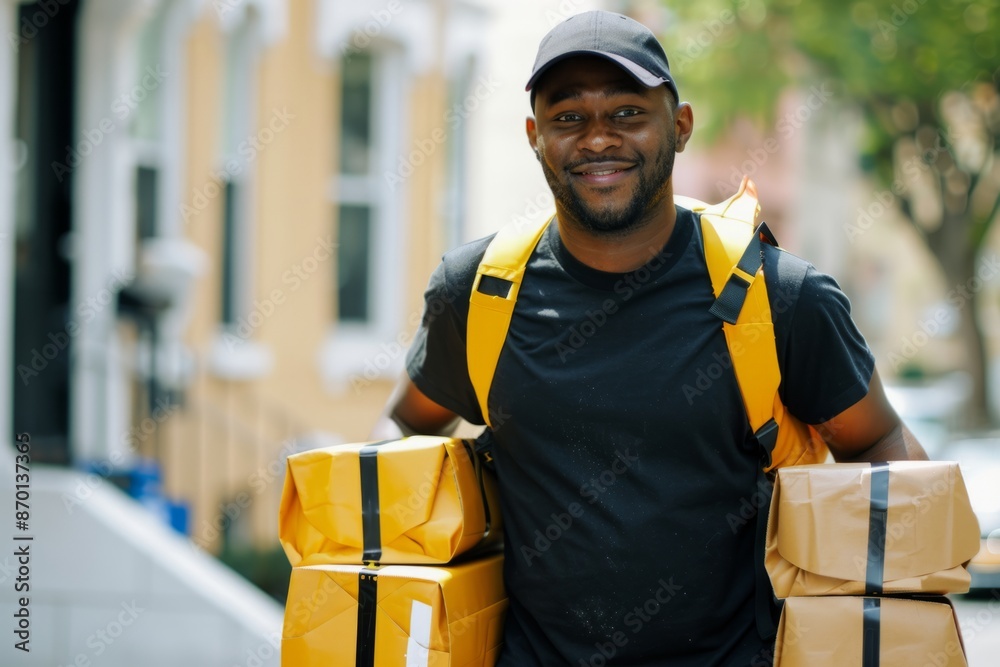 Professional Photography of a food delivery person with multiple ...
