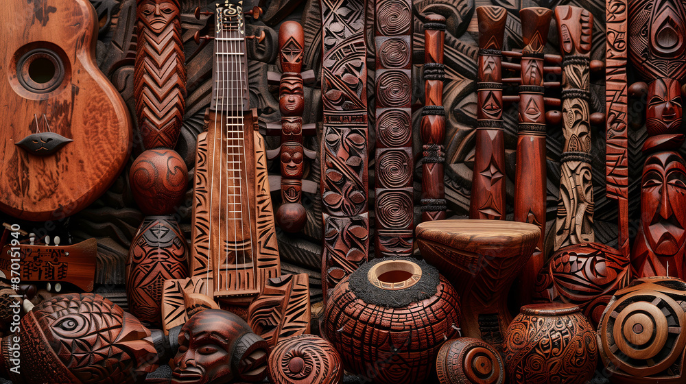 New Zealand Taonga Puoro and Maori Carvings: A collection of traditional Maori instruments ...