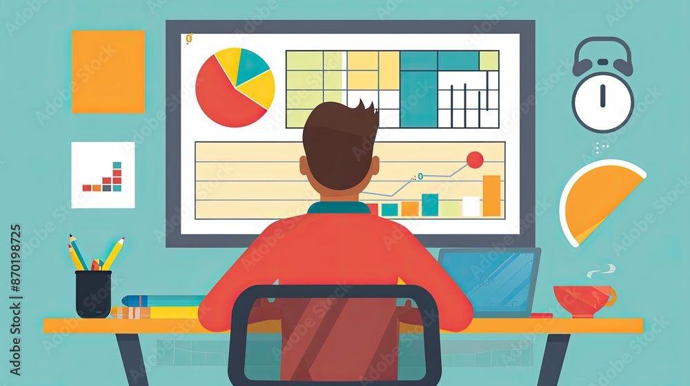 Professional development goals flat design side view theme objectives animation Split ...