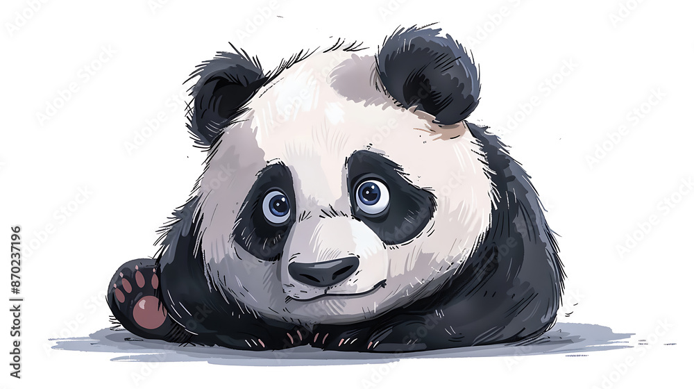 2d cartoon vector line art panda Stock Illustration | Adobe Stock
