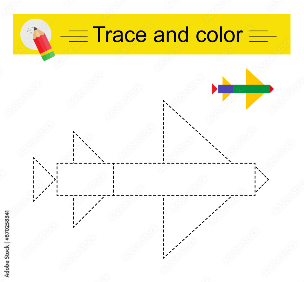 Trace and color for children. Preschool worksheet for practicing fine ...