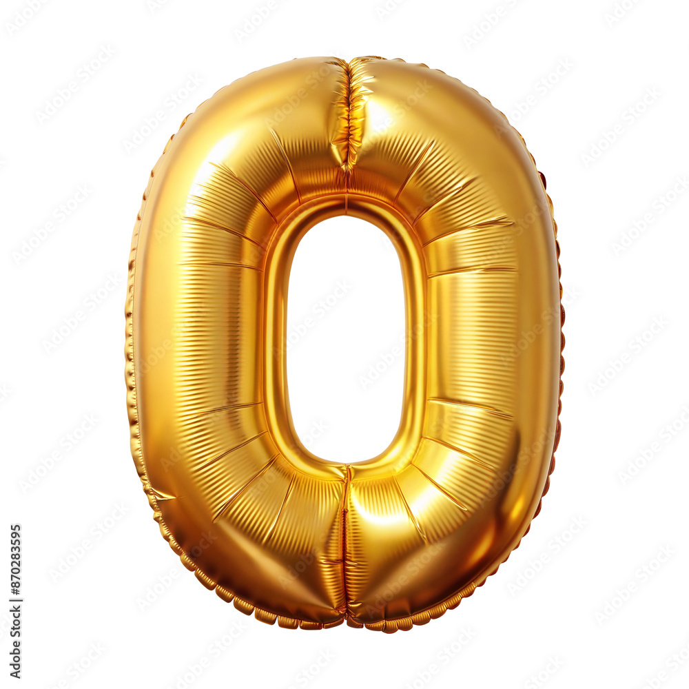 Number zero font golden balloon isolated on transparent background ...