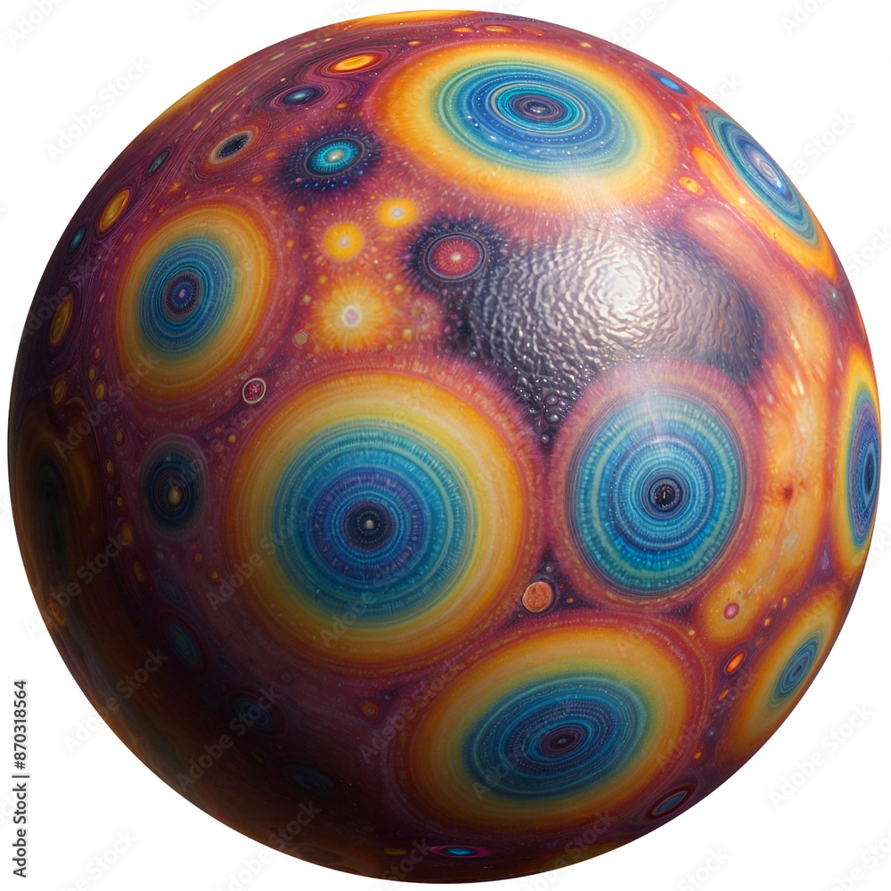 Vibrant Psychedelic Planet with Concentric Circles with no background ...