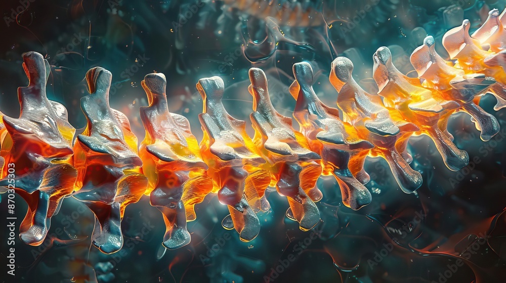 Detailed illustration of the human vertebral column with an emphasis on ...