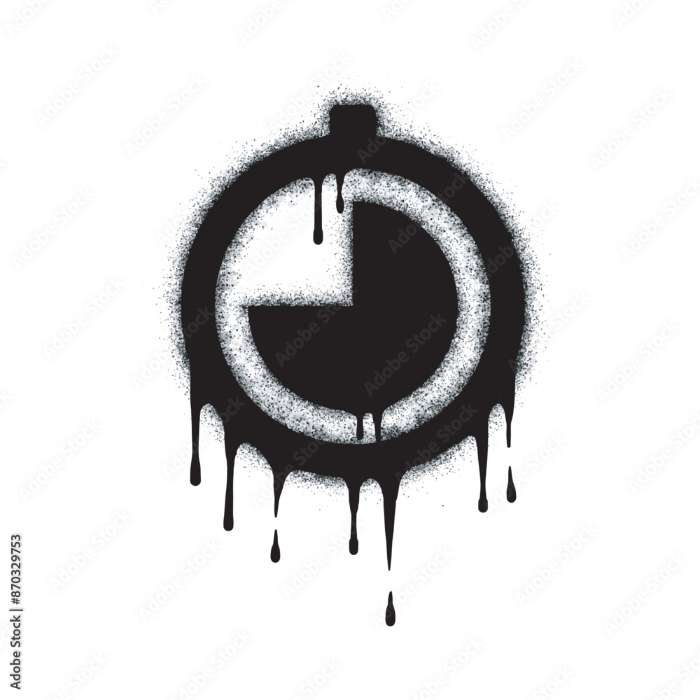 Graffiti clock sign spray painted black on white. Time symbol. isolated ...