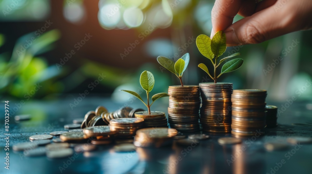 Business finance and saving money concept, virtual technology ...