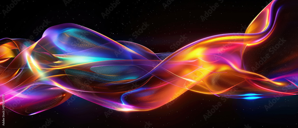 Simple bright rainbow colored futuristic shapes with smooth curves and ...