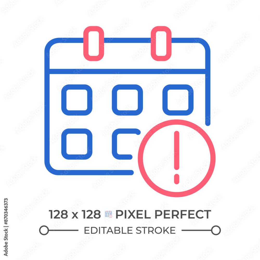 Important notification from calendar two color line icon. Upcoming ...