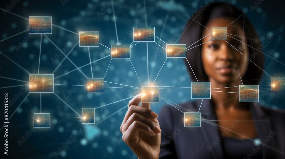 Global freelancer finder digital profile cards with photos on world map ...