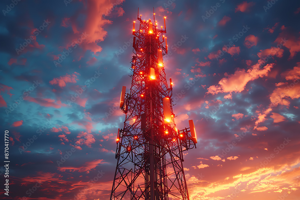 Ilustración de Stock 3d base station receiver. telecommunication tower ...