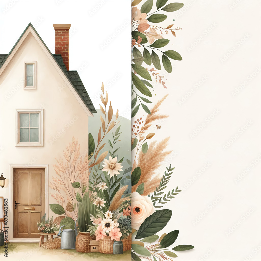 Watercolor Housewarming Card Background Design: Perfect Clipart for ...