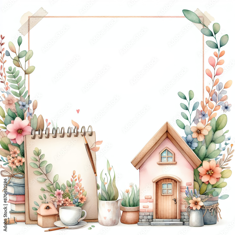 Watercolor Housewarming Card Background Design: Perfect Clipart for ...