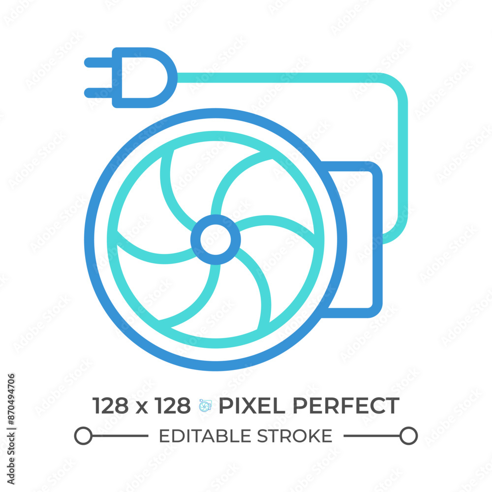 Inline duct fan two color line icon. Ventilation equipment. Electric ...