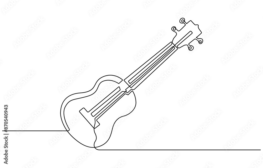Continuous one line drawing of a guitar, Guitar one line art ...