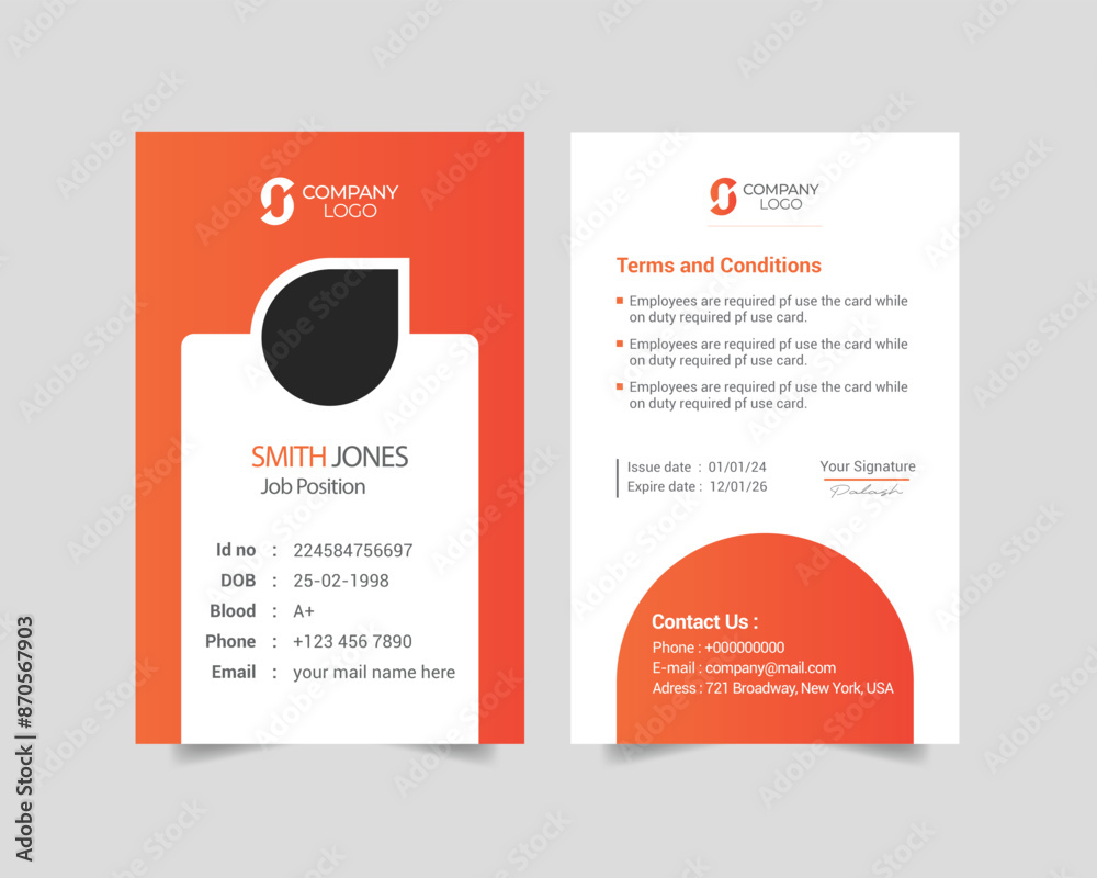 Modern id card design bundle | office staff identity card template ...