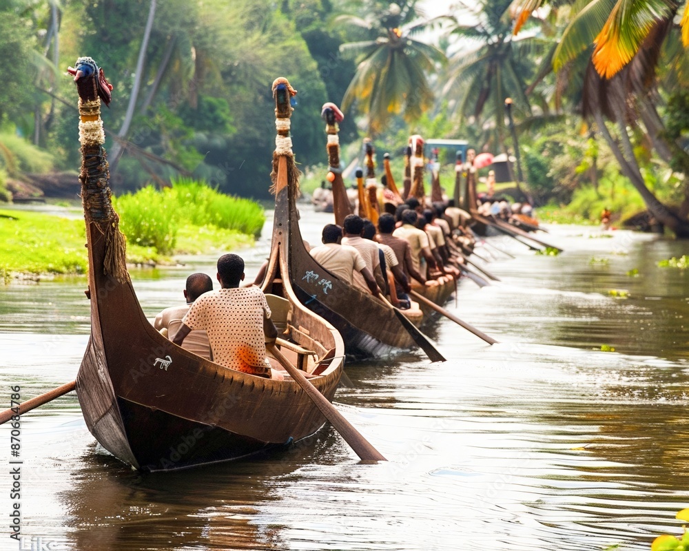 Vallamkali Boat races. races on special elongated "snake-like" boats on ...