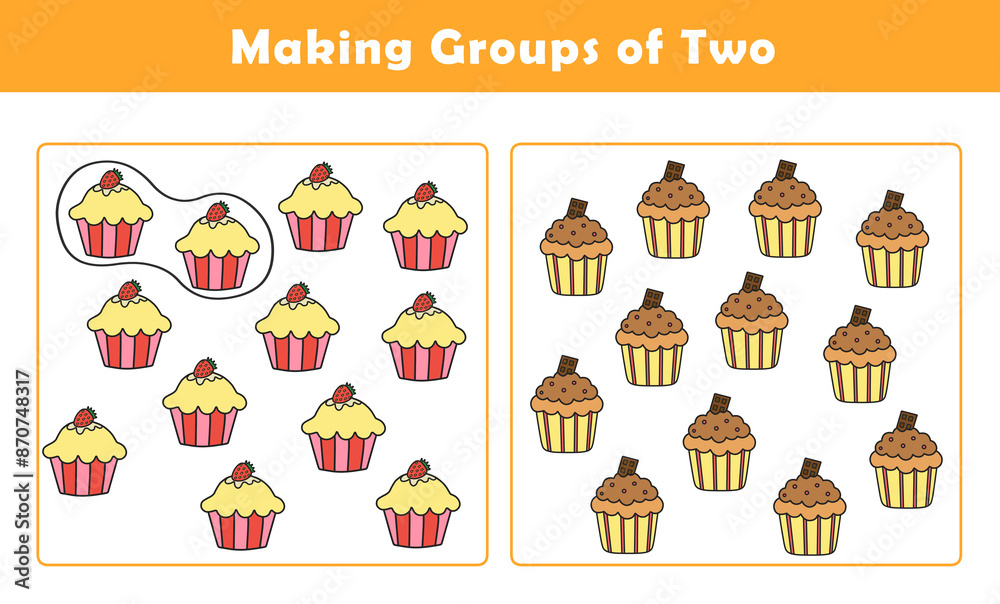 Making Groups of Two Worksheet. Grouping Picture Math Activity for Kids ...
