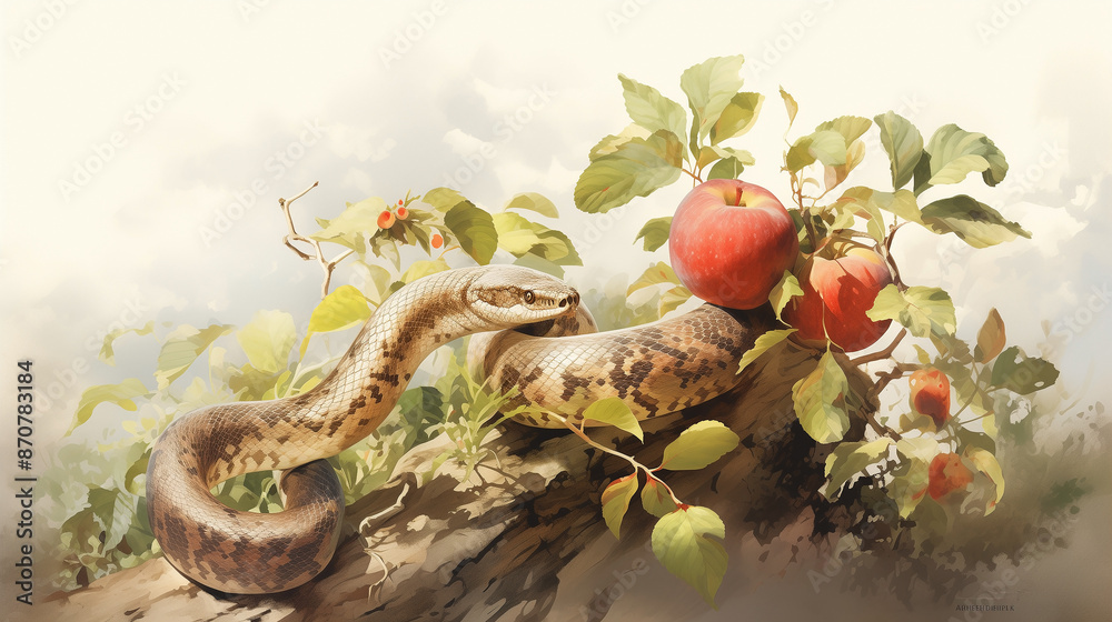 In the Bible, snake symbolizes devil temptation, leading Eve to eat ...