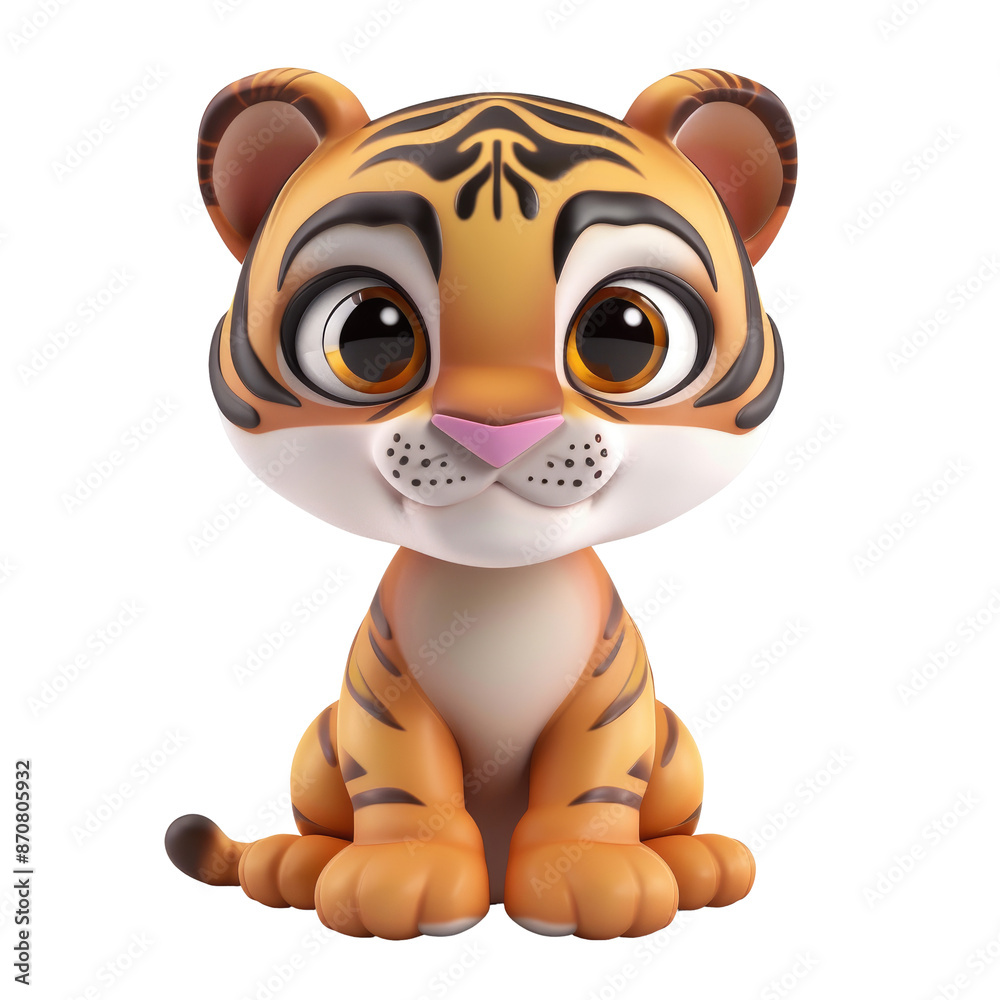 Cute tiger memoji, tiger emoji icon 3d render isolated on white ...