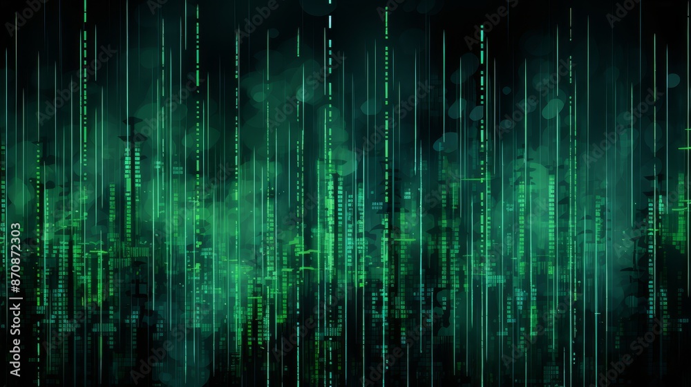 Green monochrome monitor display with pixel sorting glitch effect on ...