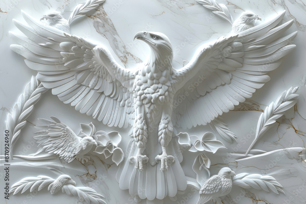 Grayscale depth map in black and gray. Bald Eagle head coin design in ...