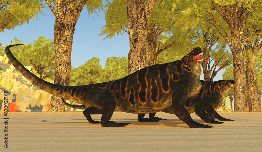 Cotylorhynchus Synapsids in Forest - Cotylorhynchus was a synapsid ...