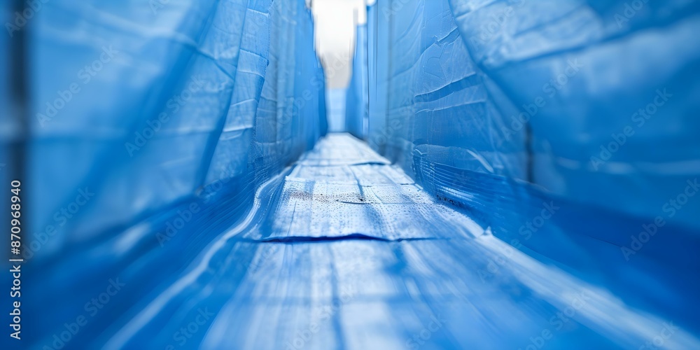 Using Blue Tarps for Water Protection in Construction Sites. Concept ...