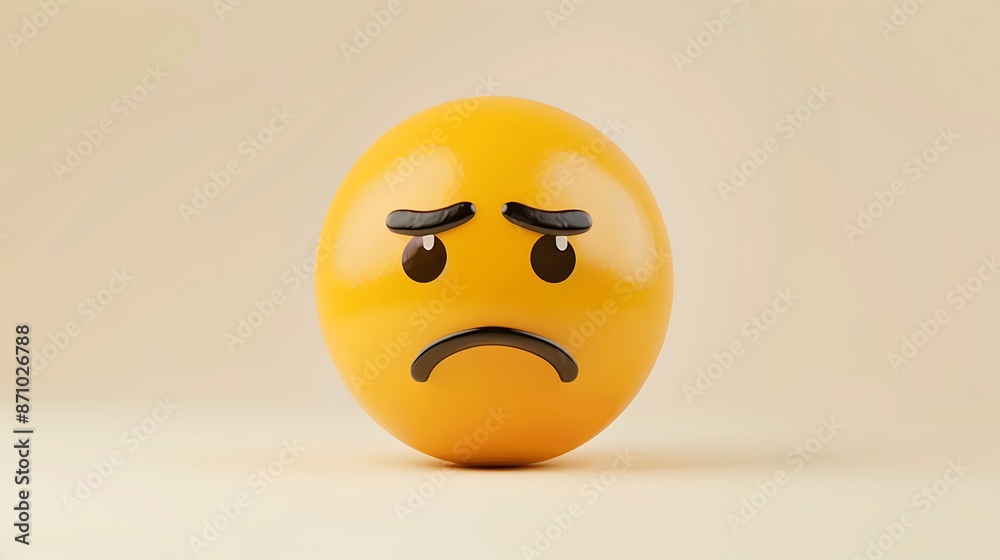 Generate an image of a regretful emoji filled with disappointment ...