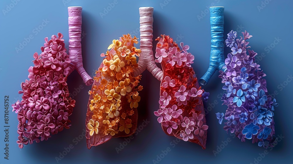 Cross-sectional diagram of a healthy human lung, showing alveolar ...