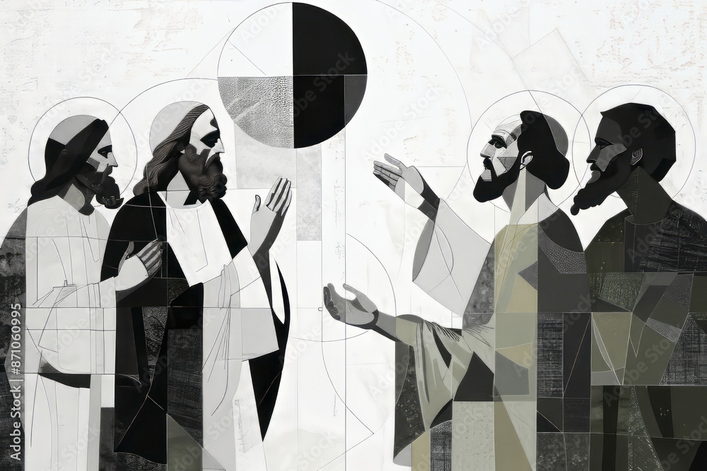 Resurrected Jesus Christ with Thomas the apostle and other apostles ...
