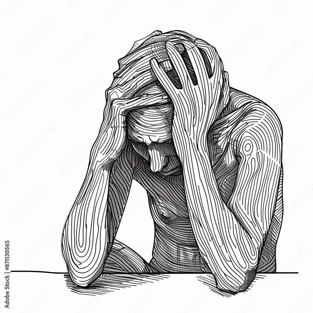 Man thinks about a problem. Time for reflection. Despair, depression ...