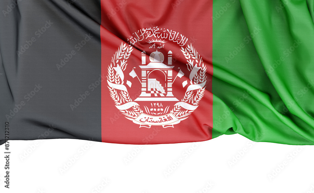 Flag of Afghanistan isolated on white background with copy space below. 3D rendering Stock ...