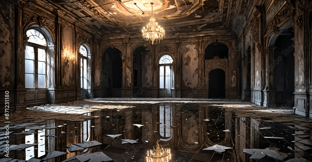 abandoned palace ballroom castle mansion interior design ruins. gothic ...