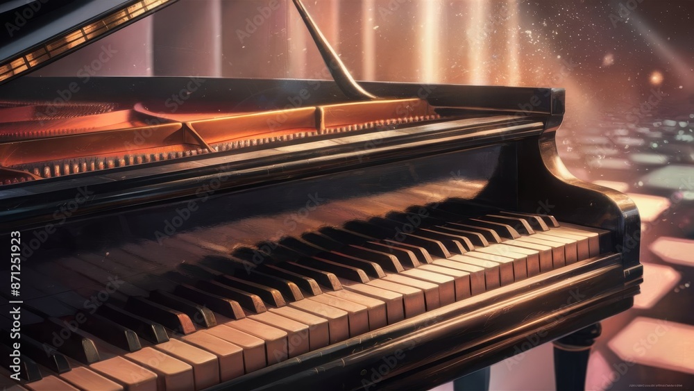 High-resolution illustration of a grand piano with intricate details ...
