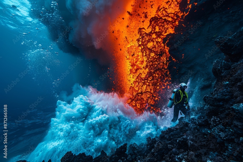 Underwater volcanic eruption meets ocean, creating spectacular clash of ...