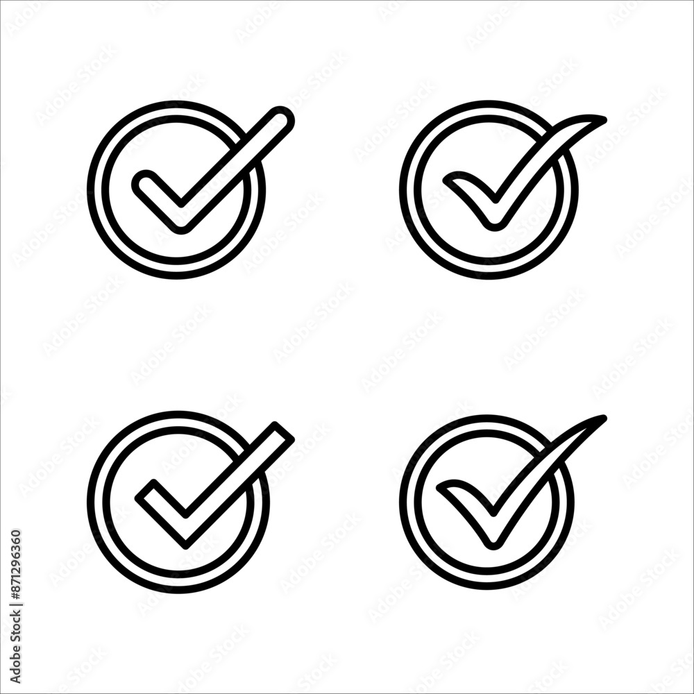 Check mark icon set symbols vectors, symbol for website computer and mobile vector, on a white ...