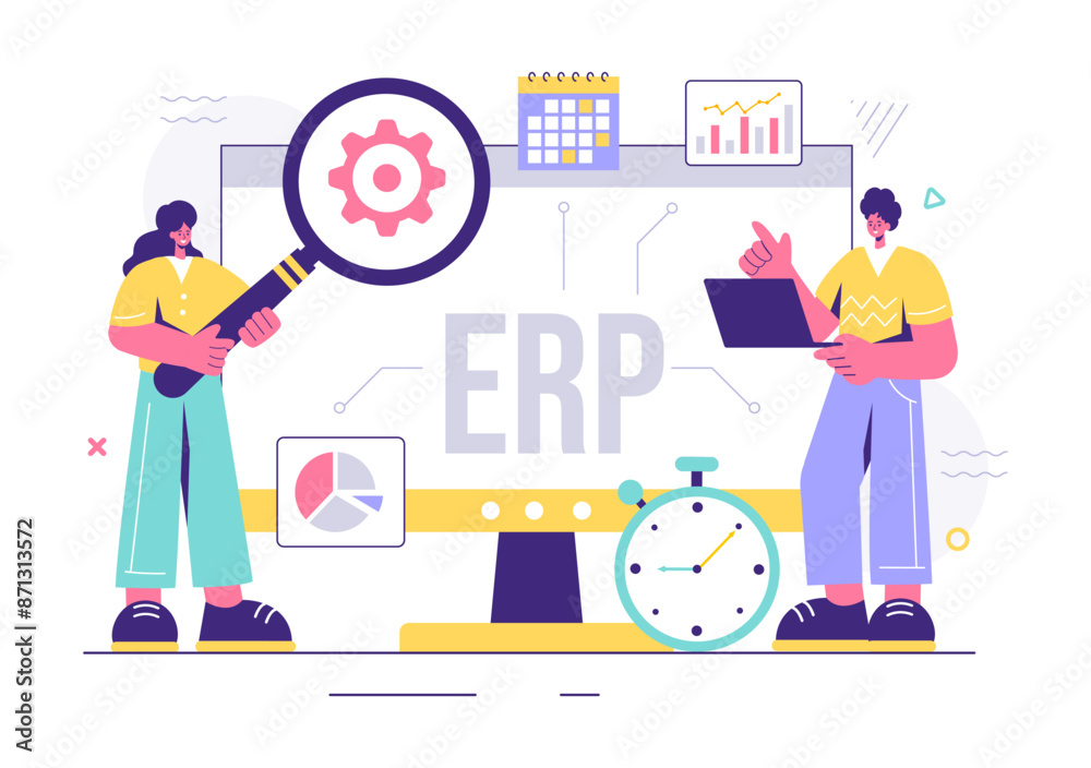 ERP Enterprise Resource Planning System Vector Illustration with ...