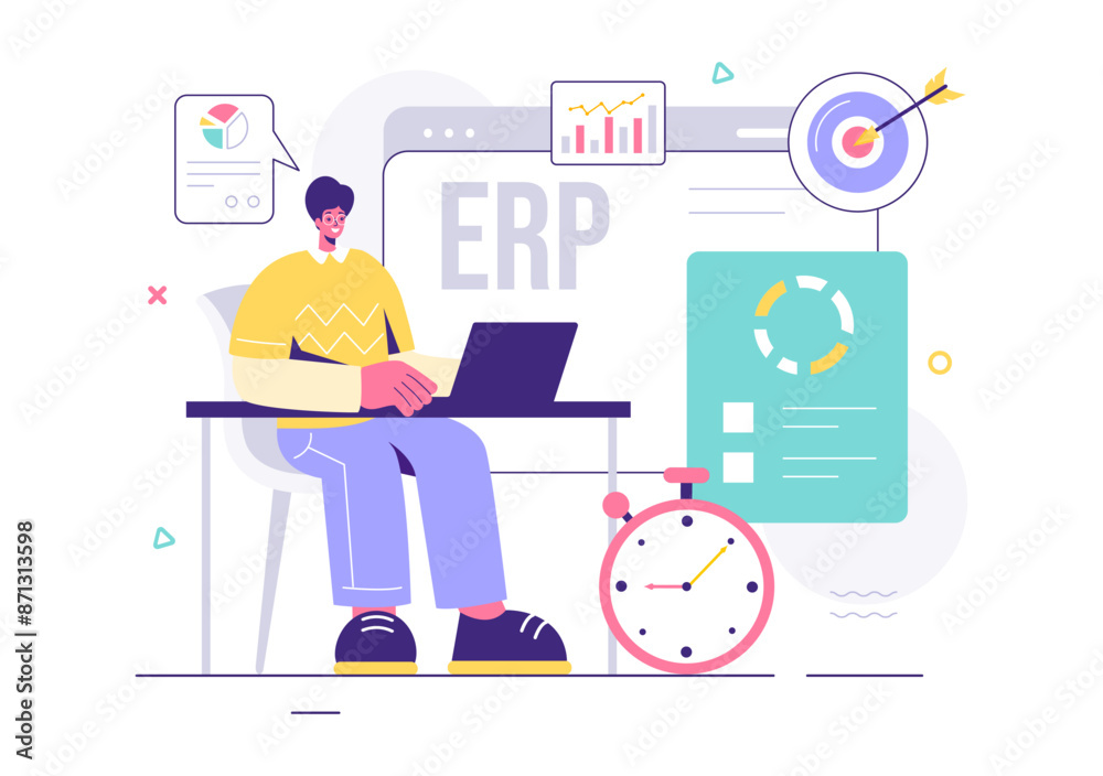 ERP Enterprise Resource Planning System Vector Illustration with ...