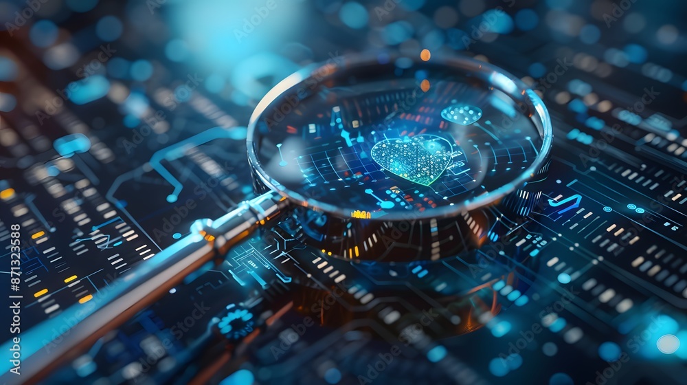 AI-enhanced image recognition software identifying objects., clean ...