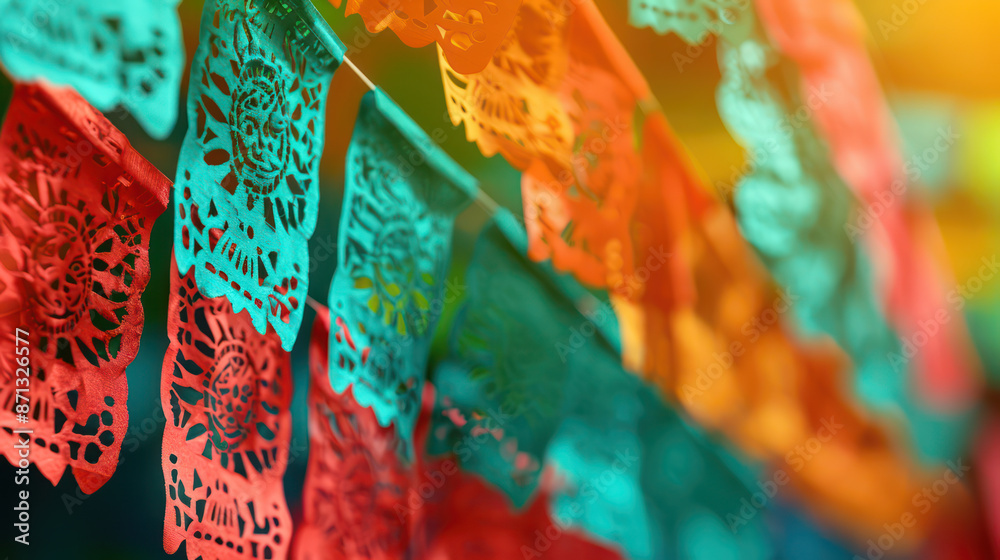 Hispanic Heritage Month flag decoration design style dia de los muertos ...
