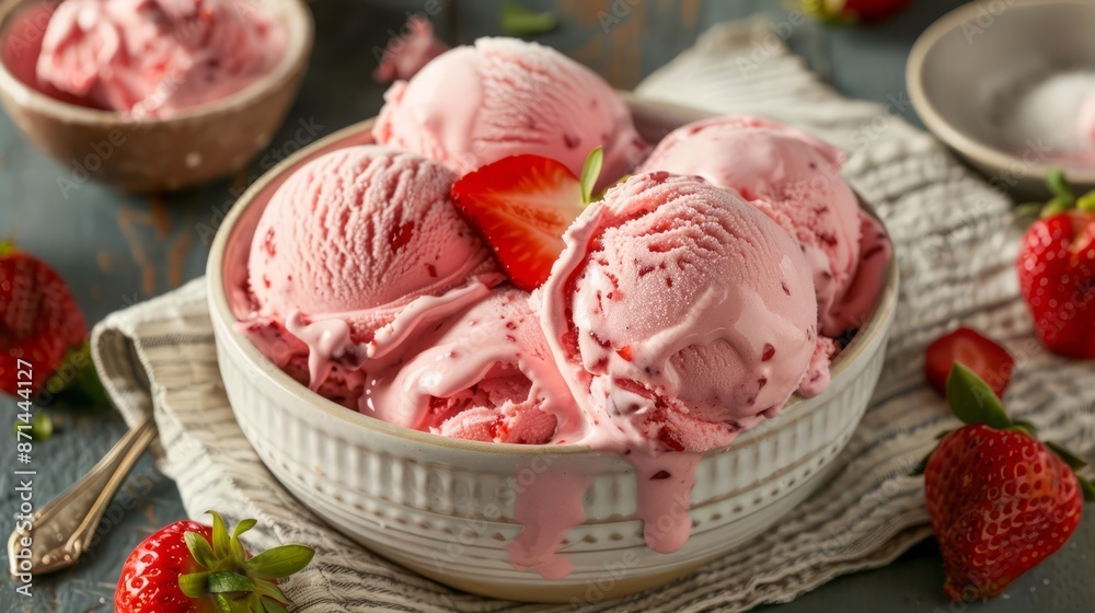 Strawberry ice cream, often made with real strawberries, provides a ...