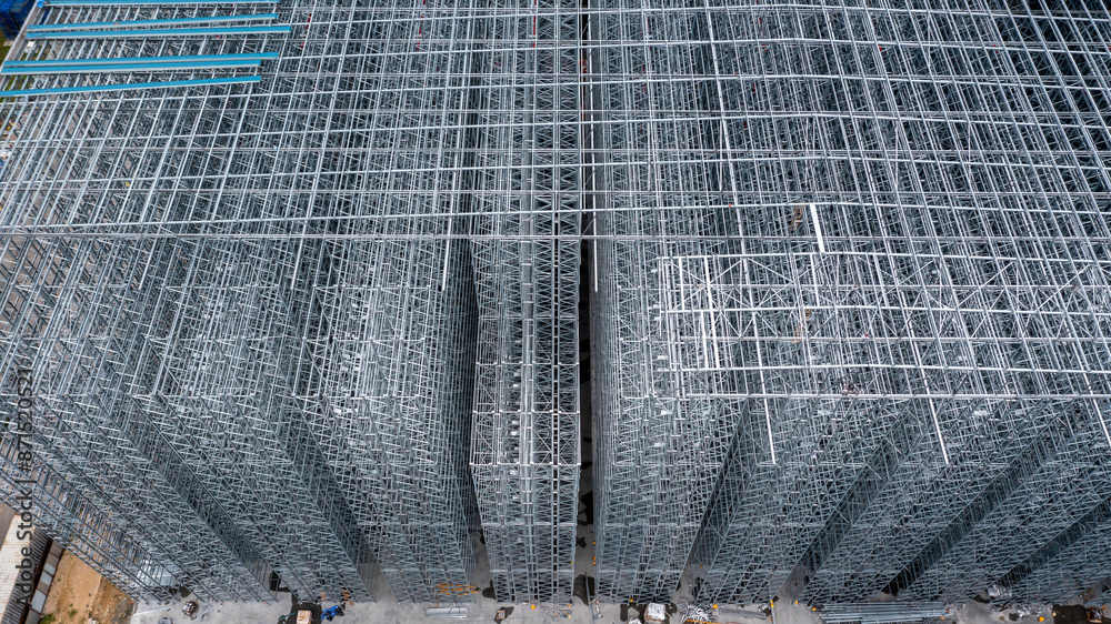 Foto de Stock Aerial view scaffolding building construction ...