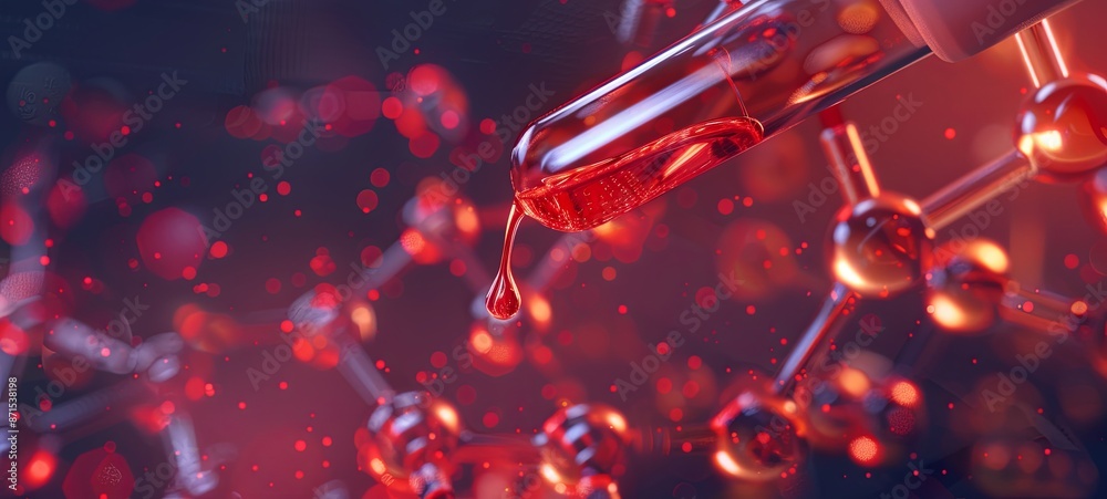 Amino Acids chemical formula, illustration. Dripping reagent into test ...