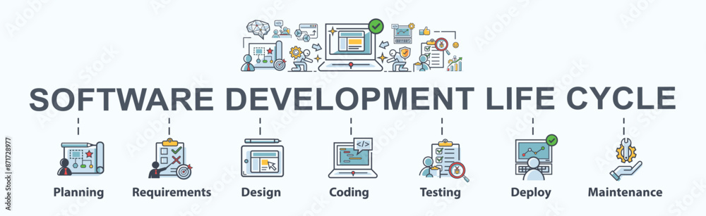 Software development life cycle banner web icon vector concept of SDLC ...